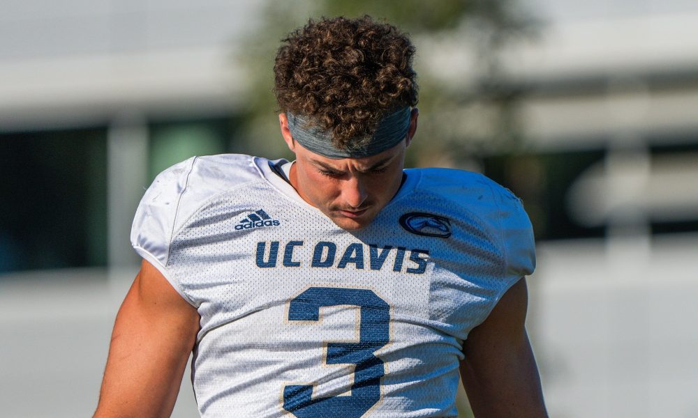 Big Sky Pro Hopefuls – UC Davis RB Lan Larison with Samuel Akem ...